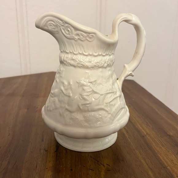 Accents | Vintage White Handcrafted Water Pitcher Ceramic Mold Colonial ...